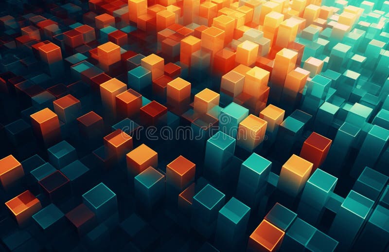 Cube Design Futuristic Blue Square Pattern Graphic Shape Geometric ...