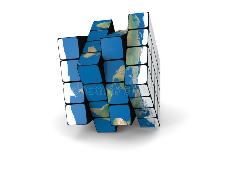 Carte du monde comme cube illustration de vecteur. Illustration du ...