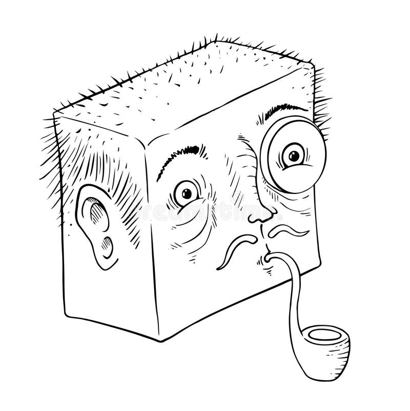 Cube face with monocle stock vector. Illustration of silly - 325984734