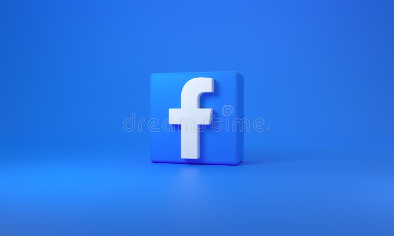 Cube with Facebook Logo on Blue Background with Space for Text ...