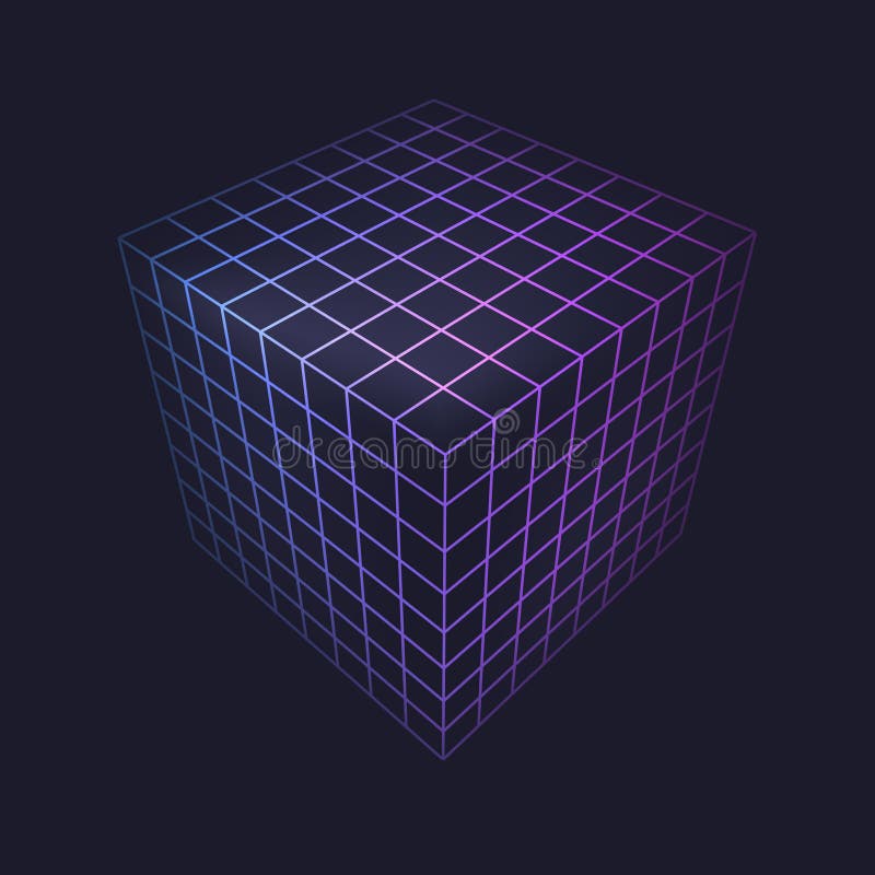 Cube Figure Low Poly Line Geometric Neon Shape Stock Vector ...