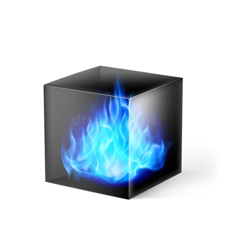 Cube with fire flames stock vector. Illustration of fire - 60909518