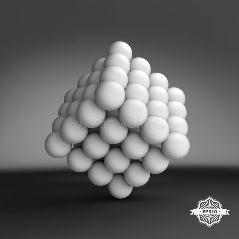 Cube Formed by Many Spheres. 3d Vector Illustration Stock Vector ...
