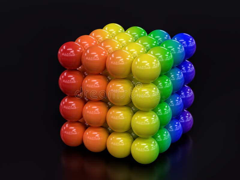 Cube Formed from Rainbow Color Balls Stock Illustration - Illustration ...