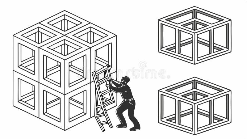 Cube Frame Illustration, Geometric and Architectural Themes Vector ...