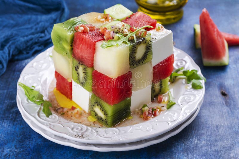 Cube fruit salad stock image. Image of juice, cube, fresh - 156130077