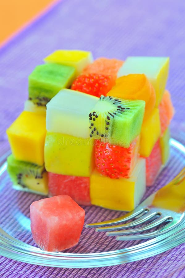 Cube fruits salad stock photo. Image of juicy, nutrition - 25286398