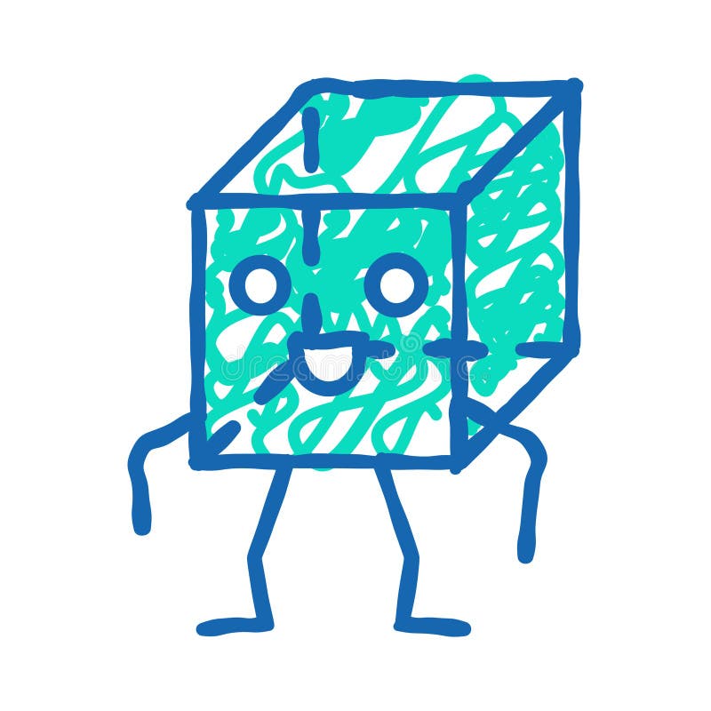 Cube Geometric Shape Character Icon Doodle Illustration Stock Illustration - Illustration of ...