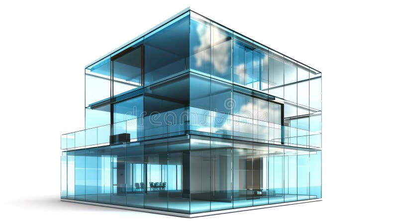 Cube Glass House Isolated on White Created with Generative AI. Modern ...