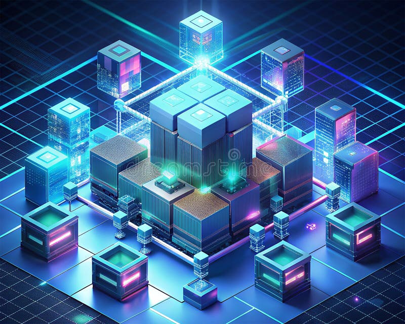 The Cube Glows Blue. it Demonstrates the Power and Potential of Big ...