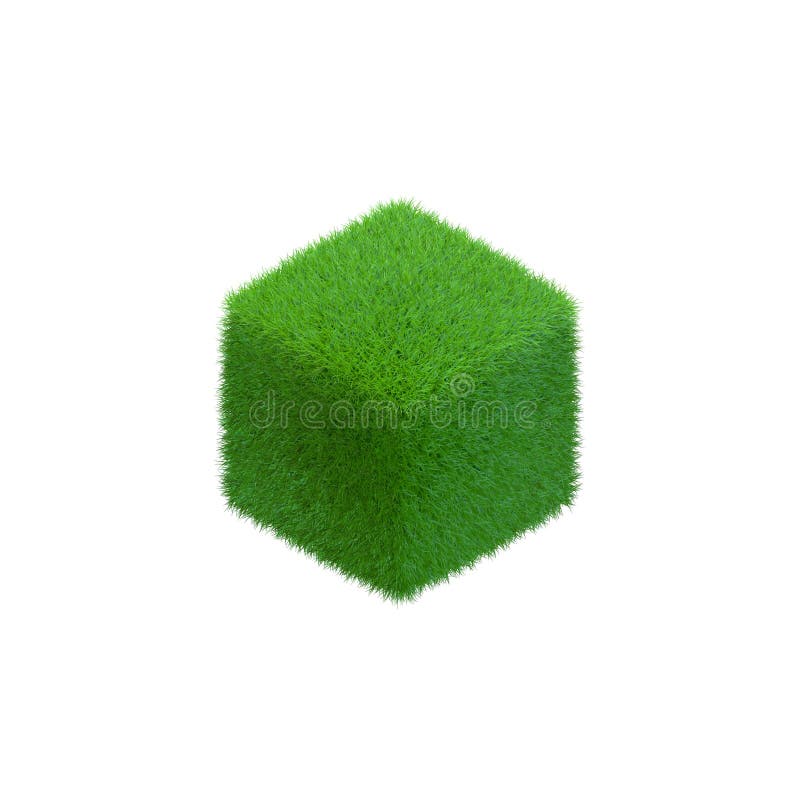 Cube from Grass.3D Rendering Illustration. 3d Isometric Style. Stock ...