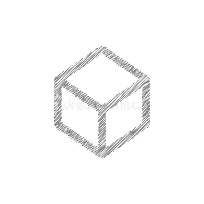 Cube Grey Sketch Vector Icon. Simple Vector Sign and Trendy Symbol for ...