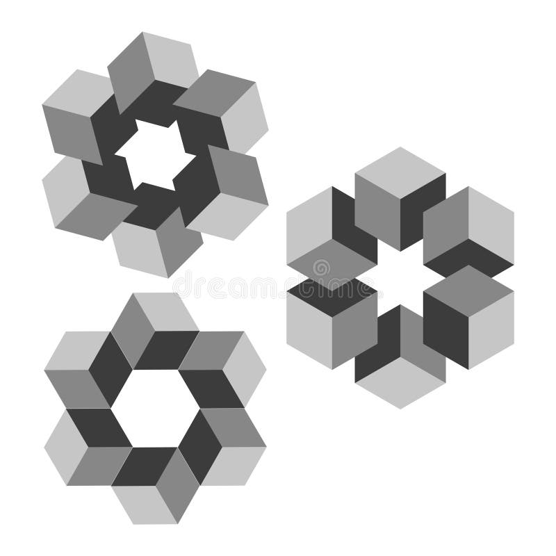 Cube Hexagon Shape. Modern 3D Design. Geometric Cube Arrangement ...