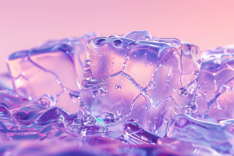 A Cube of Ice with a Blue Hue and a Purple Background with Generative ...