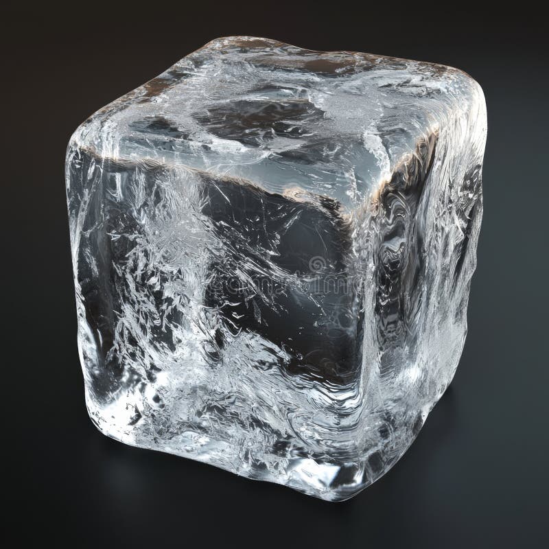A Cube of Ice is Shown in a Black Background Stock Illustration ...