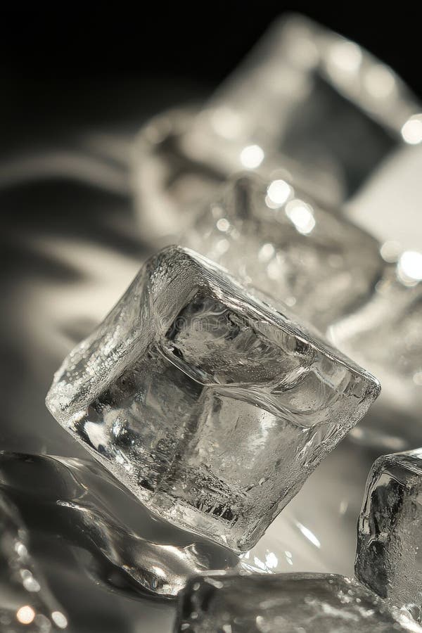 A Cube of Ice is on a Table Stock Illustration - Illustration of macro ...