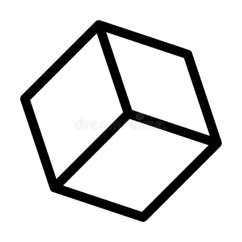 Cube Icon, Cuboid Shape Vector Element for Preschool, Kindergarten and ...