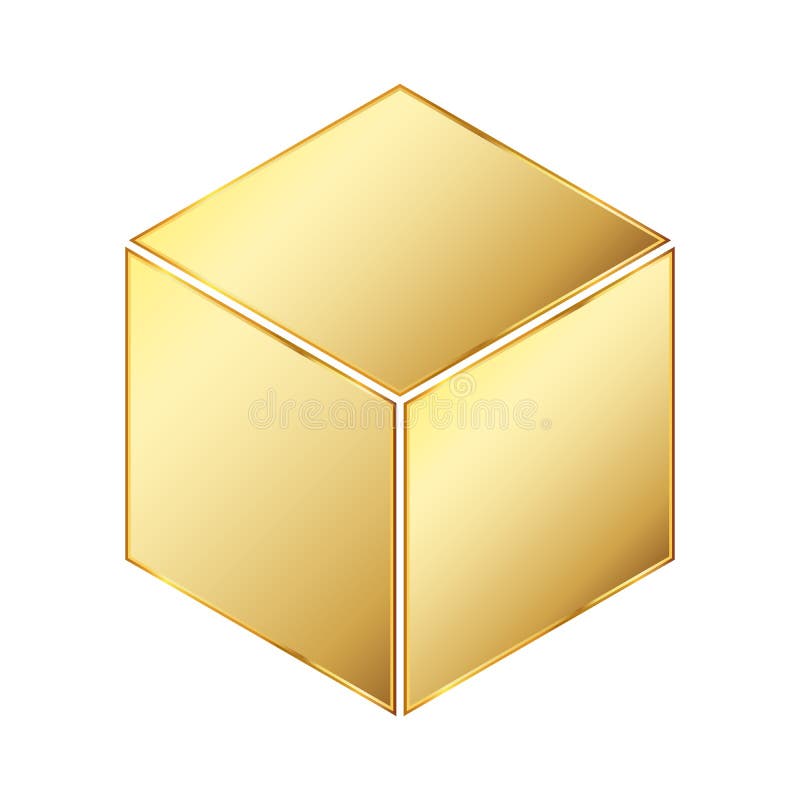 Cube Icon. Gold Vector Illustration Stock Illustration - Illustration ...
