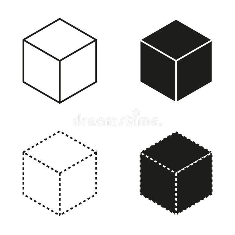 Cube Icon Illustration. Geometric 3D Shape. Black and White Elements ...