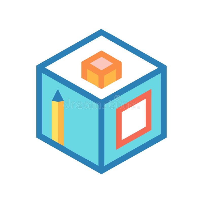Cube Icon for Interactive Learning Stock Vector - Illustration of ...