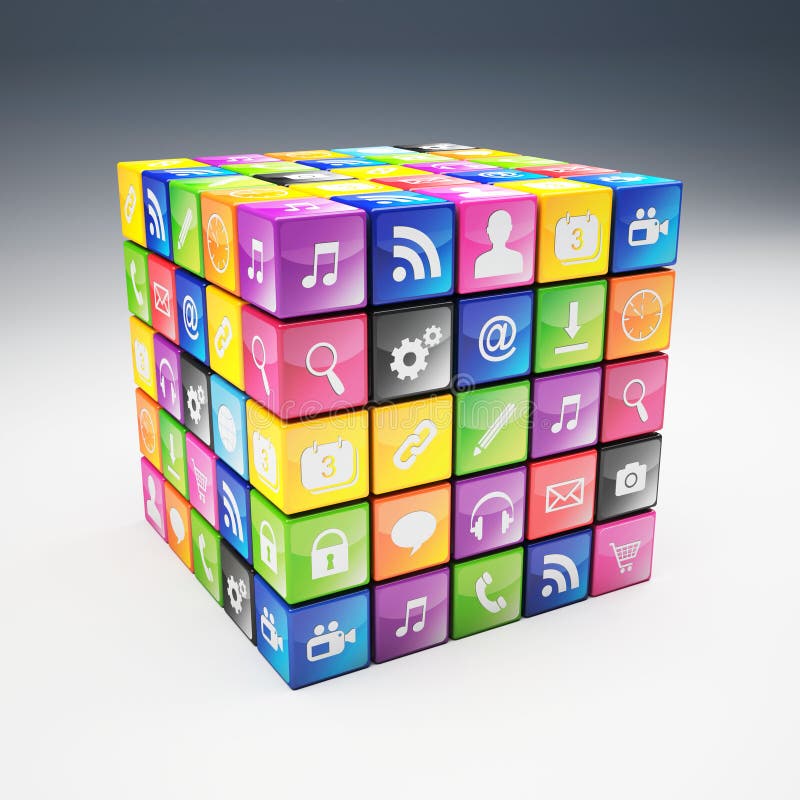 Cube icon set stock illustration. Illustration of shop - 37454652