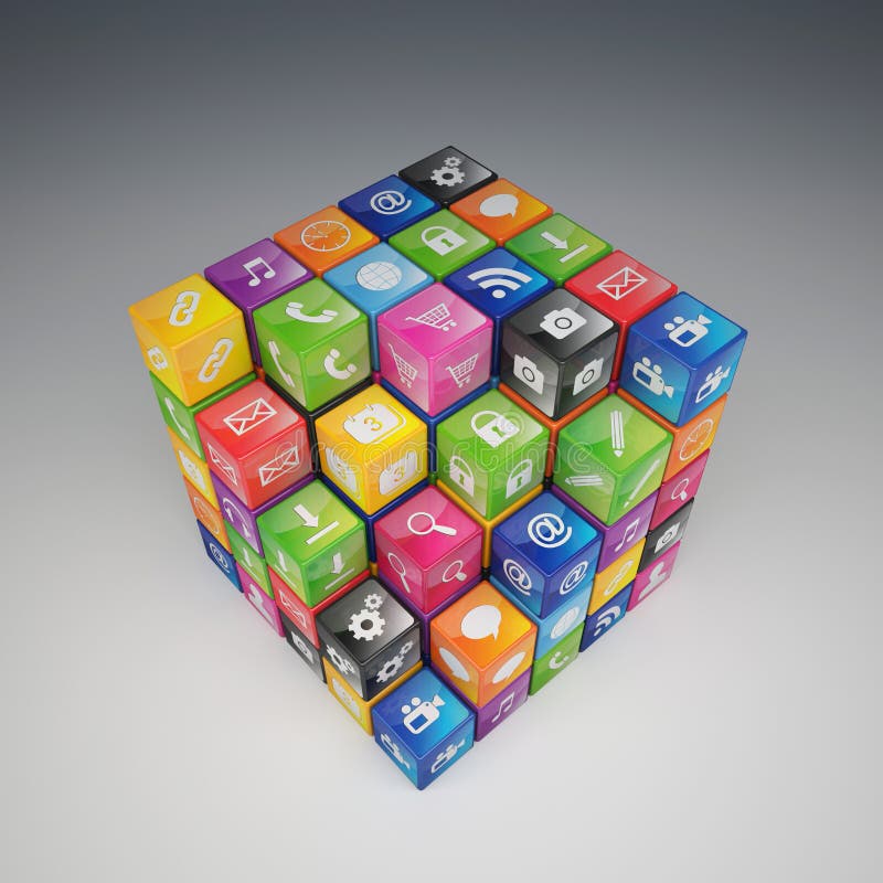 Cube icon set stock illustration. Illustration of shop - 37454712