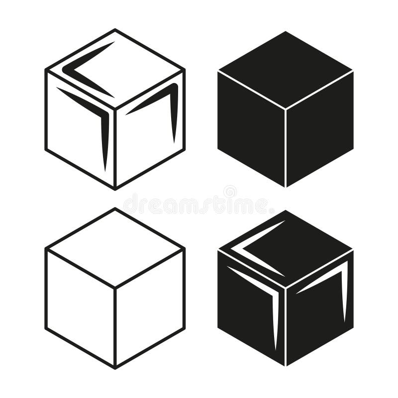 Cube Icons Set. Geometric Black Shapes. Vector 3D Cubes. Abstract ...