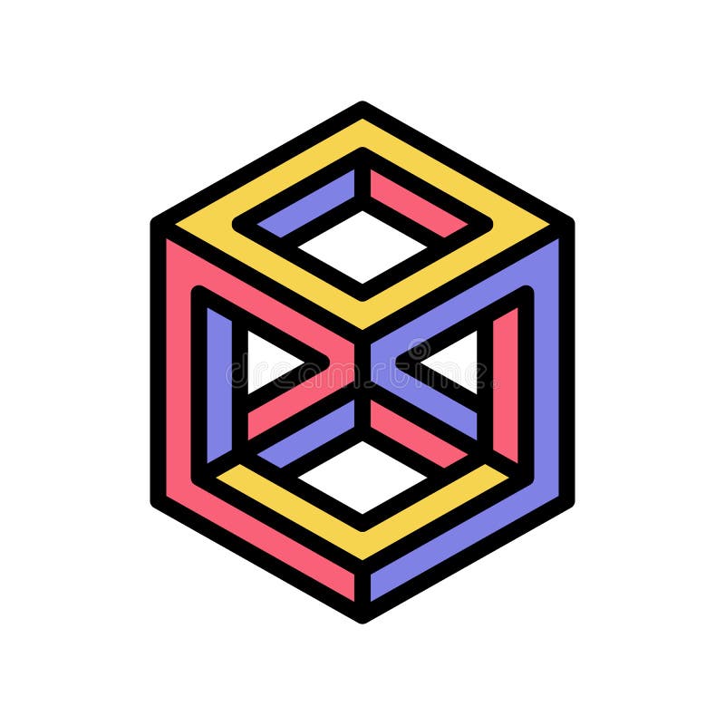 Cube Impossible Geometric Shape Color Icon Vector Illustration Stock ...