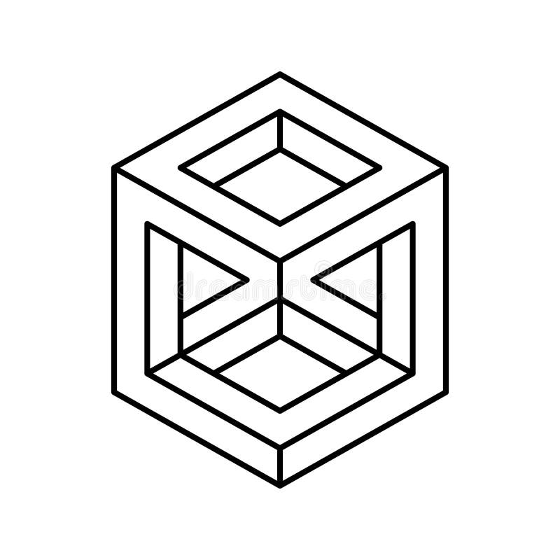 Impossible Cube Line Design Stock Illustrations – 1,009 Impossible Cube ...