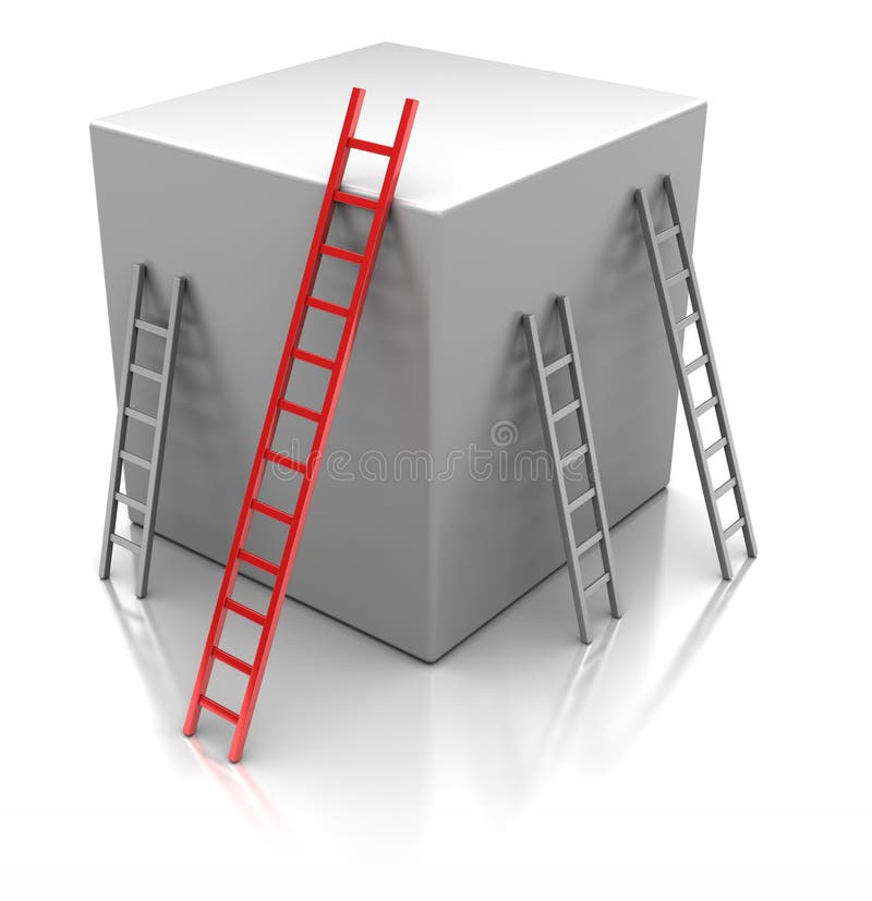 Cube with ladders stock illustration. Illustration of render - 27360672
