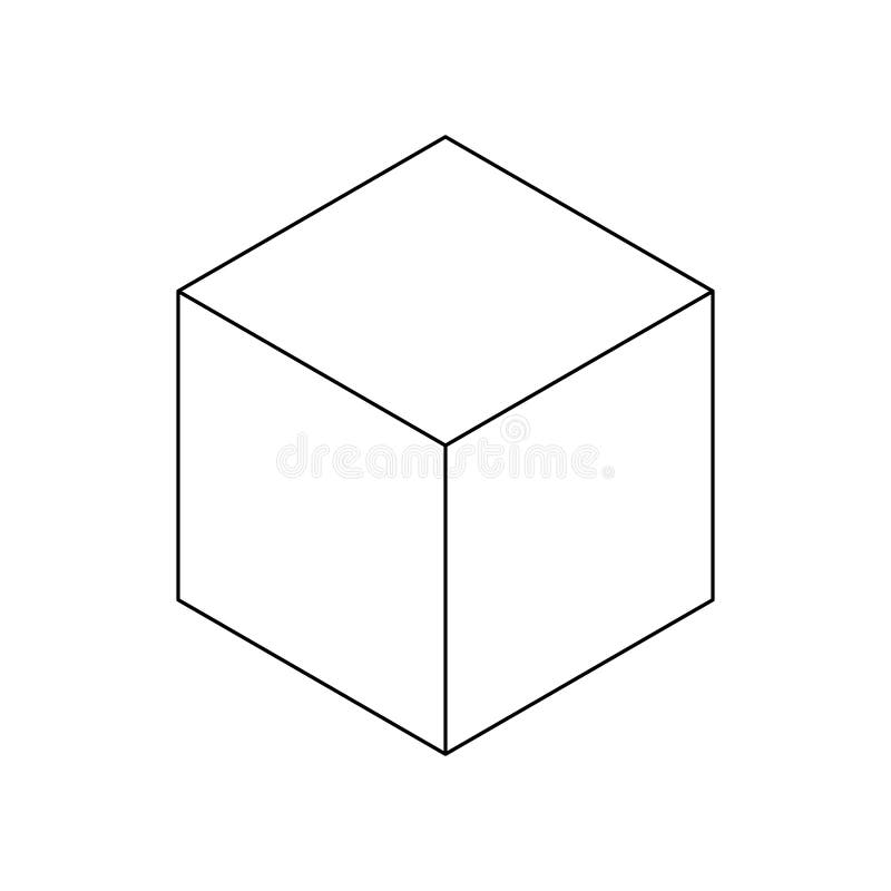 Cube Line Icon. Isometric Black Linear Vector. Illustration Isolated on ...