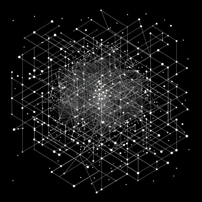 Cube of Lines and Dots Cube of the Lines Connected To Points Molecular ...