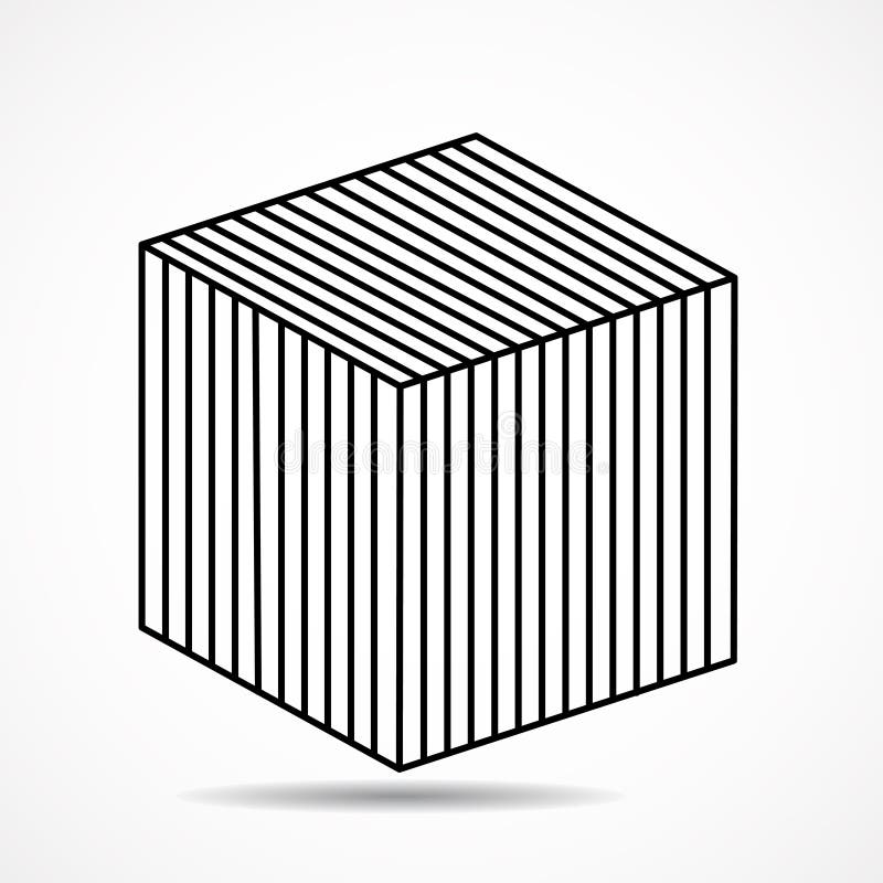 Cube of Lines, Geometric Square Shape Stock Vector - Illustration of ...
