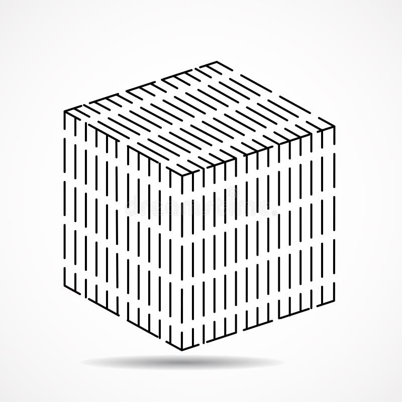 Cube of Lines, Geometric Square Shape Stock Vector - Illustration of ...