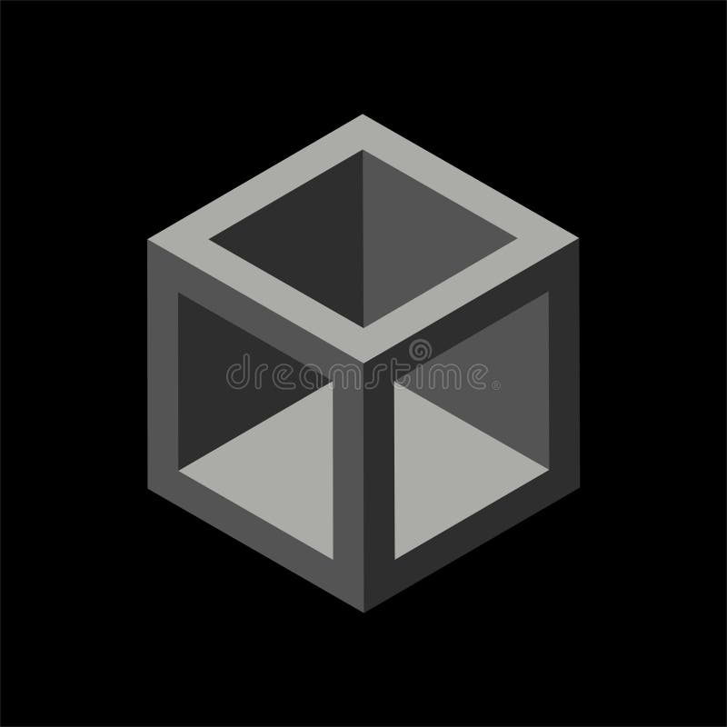 Abstract Isometric Cube Logo on Black Background Stock Vector ...