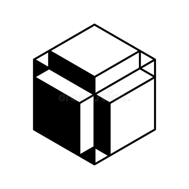Cube Logo, Geometric Vector Design. Black and White Box Logotype ...