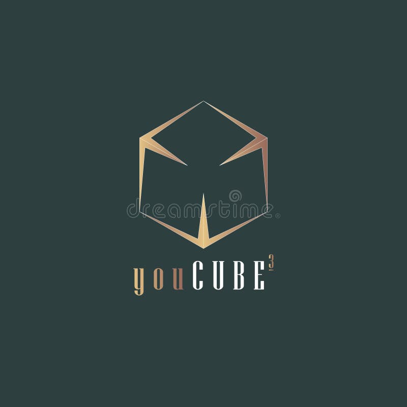 Cube Logo. Gold Effect Cube Vector Design with Background Stock Vector ...