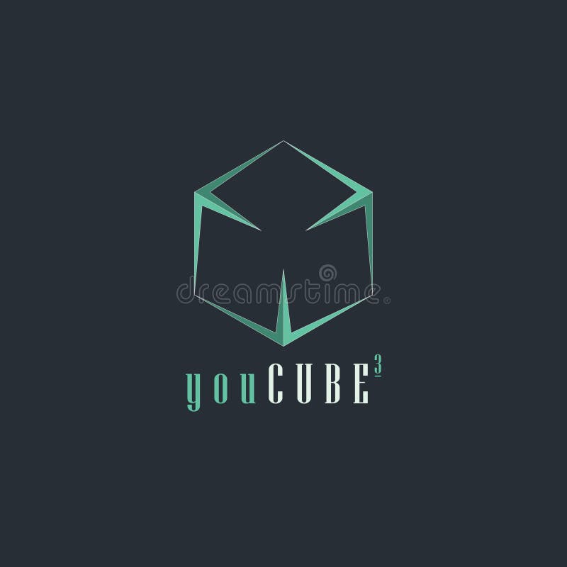 Cube Logo. Light Green Cube Vector Design with Dark Background Stock ...