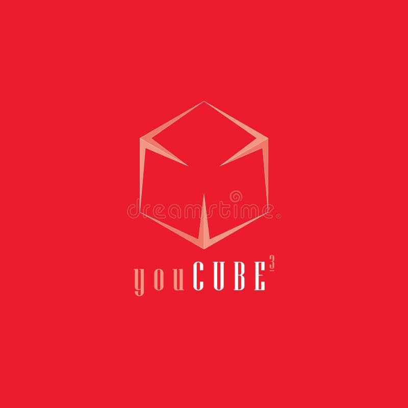 Cube Logo. Light Red Cube Vector Design with Red Background Stock ...