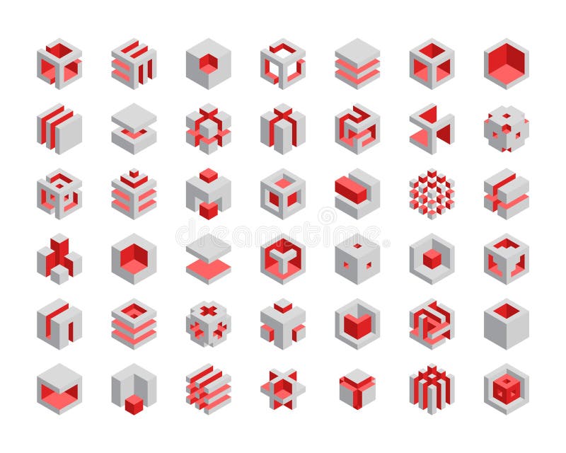 Cube Logo Vector Design. Cubes 3d Set Template Graphic Elements Stock ...
