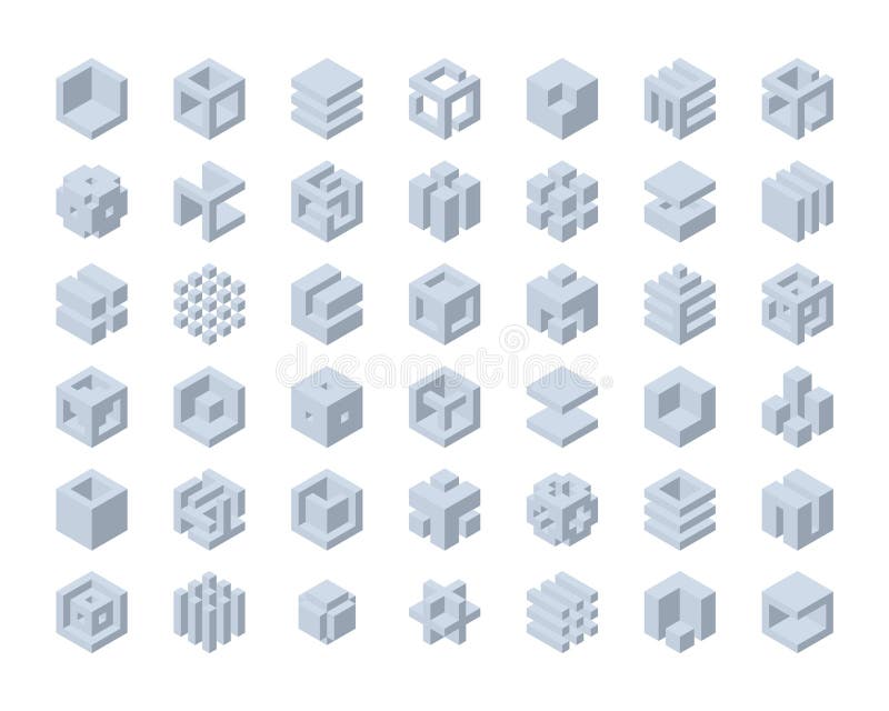 Cube Logo Vector Design. Cubes 3d Set Template Graphic Elements Stock ...