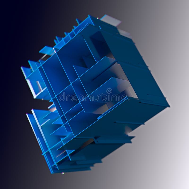 Cube Made of Cloud Shapes - 3d Rendering Stock Illustration ...