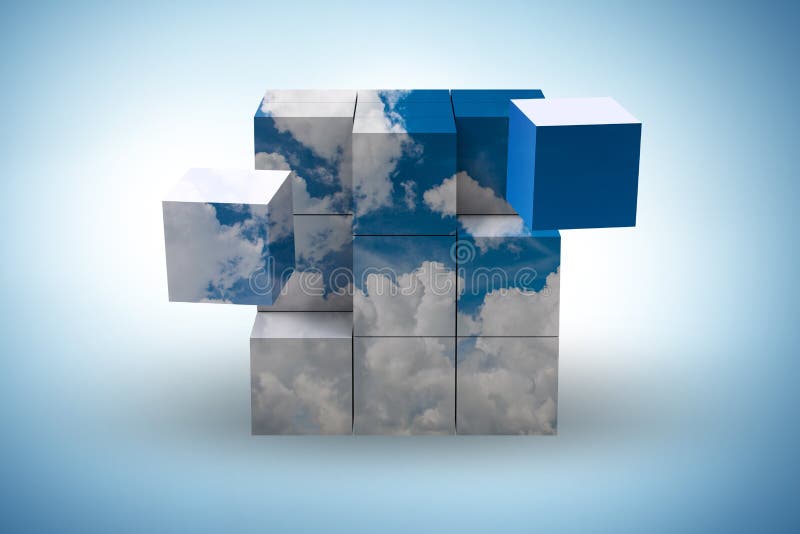 Cube Made of Cloud Shapes - 3d Rendering Stock Illustration ...