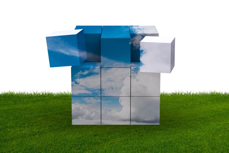 Cube Made of Cloud Shapes - 3d Rendering Stock Illustration ...
