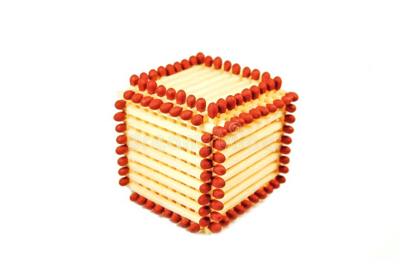 Matchstick Cube on Tabletop Stock Photo - Image of matchstick, form ...
