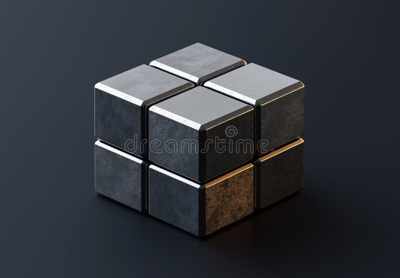 A Cube Made of Metal with a Shiny Surface Stock Illustration ...