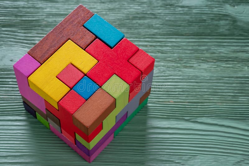 The Cube is Made Up of Multi-colored Wooden Shapes Stock Image - Image ...