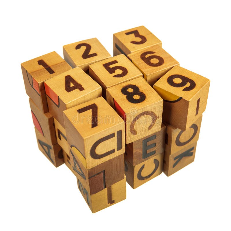 Wooden Blocks with Numbers on White Stock Image - Image of education ...