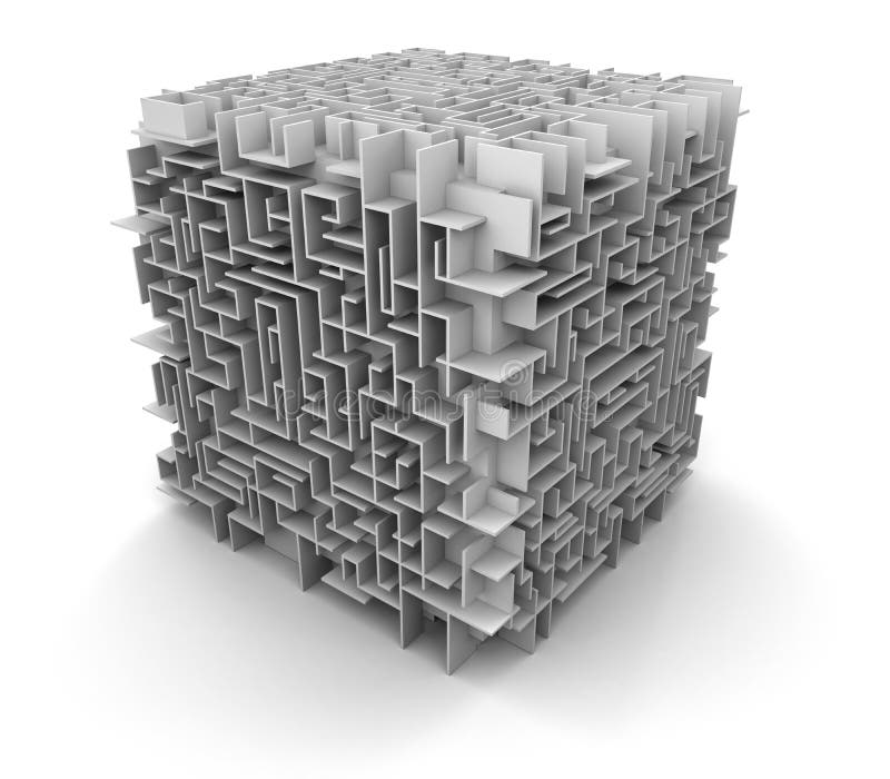 Cube Maze (clipping Path Included) Stock Illustration - Illustration of ...