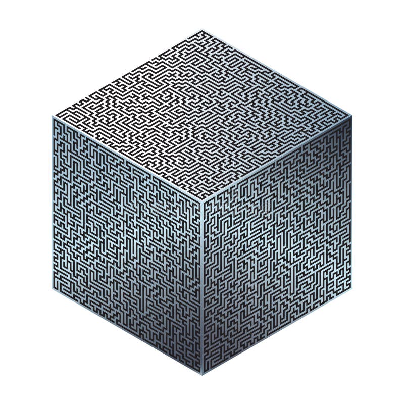 Cube Maze stock vector. Illustration of geometry, metal - 89170844